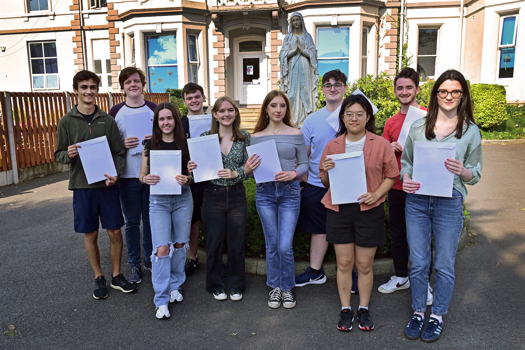 Students and staff at St Mary's Crosby celebrating A-level results ...